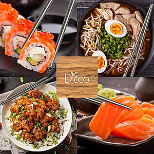 D'Eco Reusable Metal Chopsticks (4 Pairs) - Includes 4 Sets of Stainless Steel Twist Apart Silver Chopsticks & Travel Pouch - Lightweight, Durable, Dishwasher Safe - Great for Chinese Japanese Cuisine