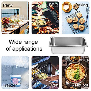 HVUE Upgrade Set of 6 Hotel Pan 6 inch Deep Steam Table Pan Full Size 20x12x6 Inch Stainless Steel Anti Jam Steam Table Pan Hotel Pan for Hotels Restaurant(6 PCS 20x12x6in)