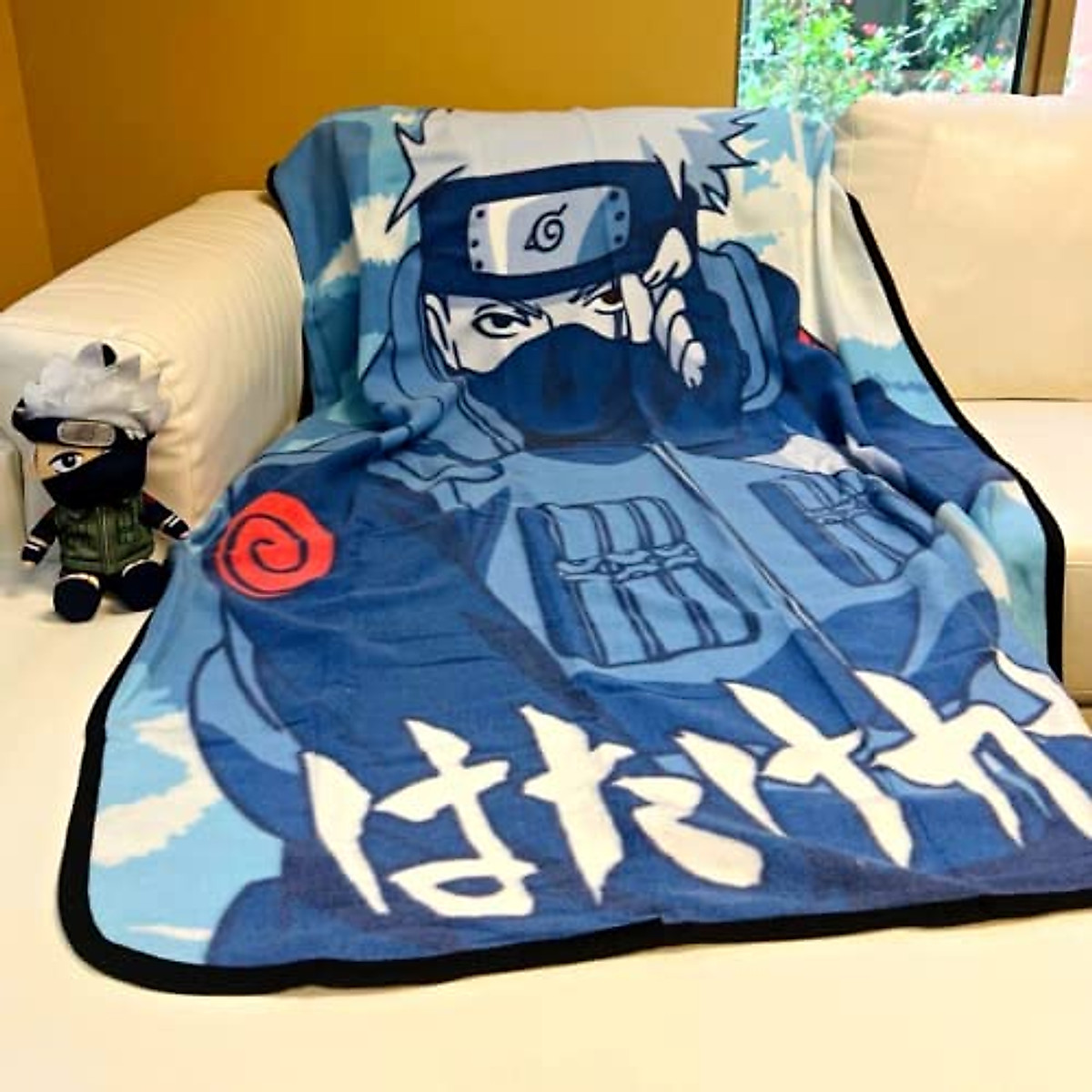 JUST FUNKY Naruto Shippuden 45" x 60" Fleece Blanket | Featuring Kakashi Hatake | Bedding | Throw | Home Décor | Sofa and Bed Blanket | Officially Licensed