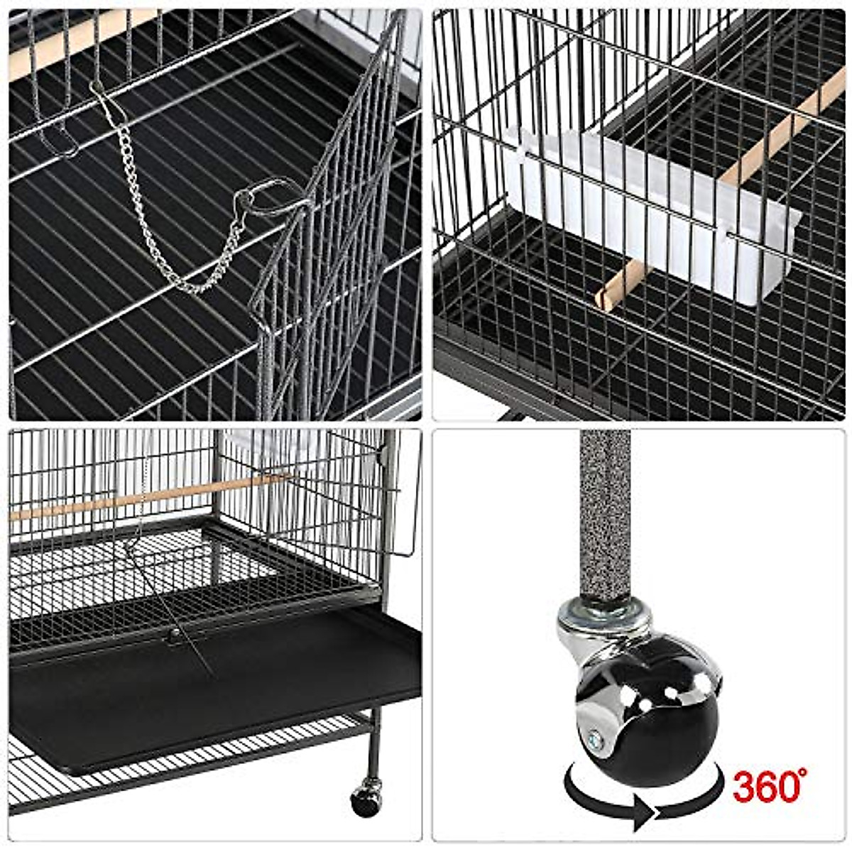 Yaheetech 52-inch Wrought Steel Standing Large Flight King Bird Cage for Cockatiels African Grey Quaker Amazon Sun Parakeets Green Cheek Conures Pigeons Parrot Bird Cage Birdcage with Stand