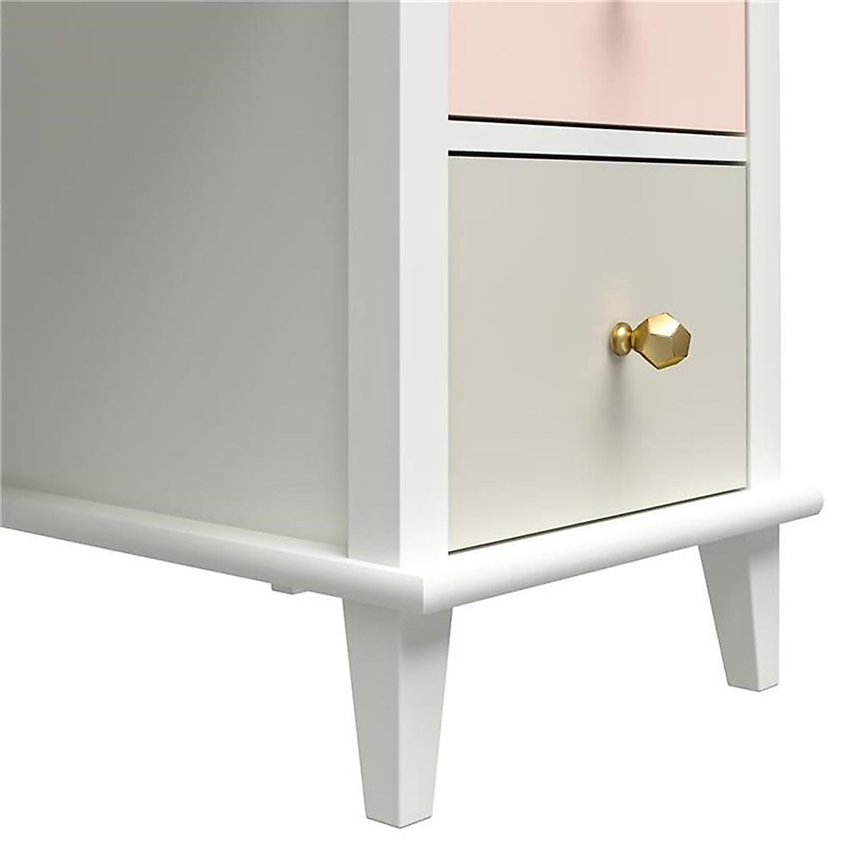 Monarch Hill Poppy Kids White Desk, Peach and Taupe Drawers