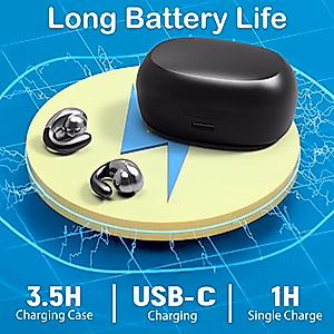 Mnvesz Wireless Open Ear Headphones, Wireless Bone Conduction Headphones Open Ear Clip Headphones Bluetooth, Clip On Wireless Earbuds Headphones Cycling Running Workout Ear Buds (Black)