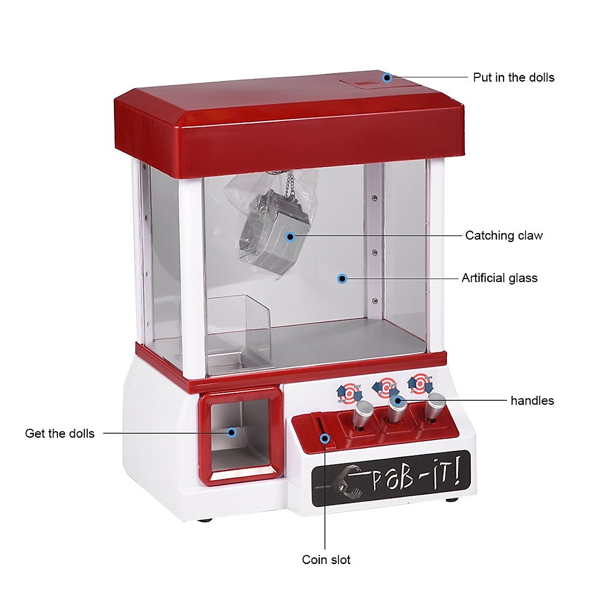 Fdit Claw Toy Grabber Machine Mini Electronic Musical Plush Toys Catcher Game Fun Toy for Children Kids