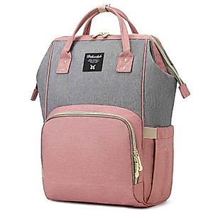 Dokoclub Diaper Bag Backpack, Multifunction Baby Bags, Large Capacity Nappy Changing Bags, Waterproof Travel Backpack,Stylish Durable, Hooks and Changepad, Pink Grey