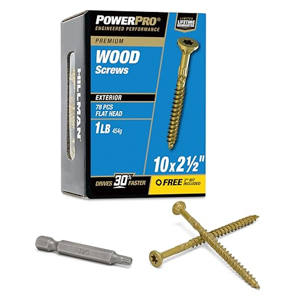 Power Pro Premium Exterior Wood Screws (#10 x 2-1/2") - 1lb Box