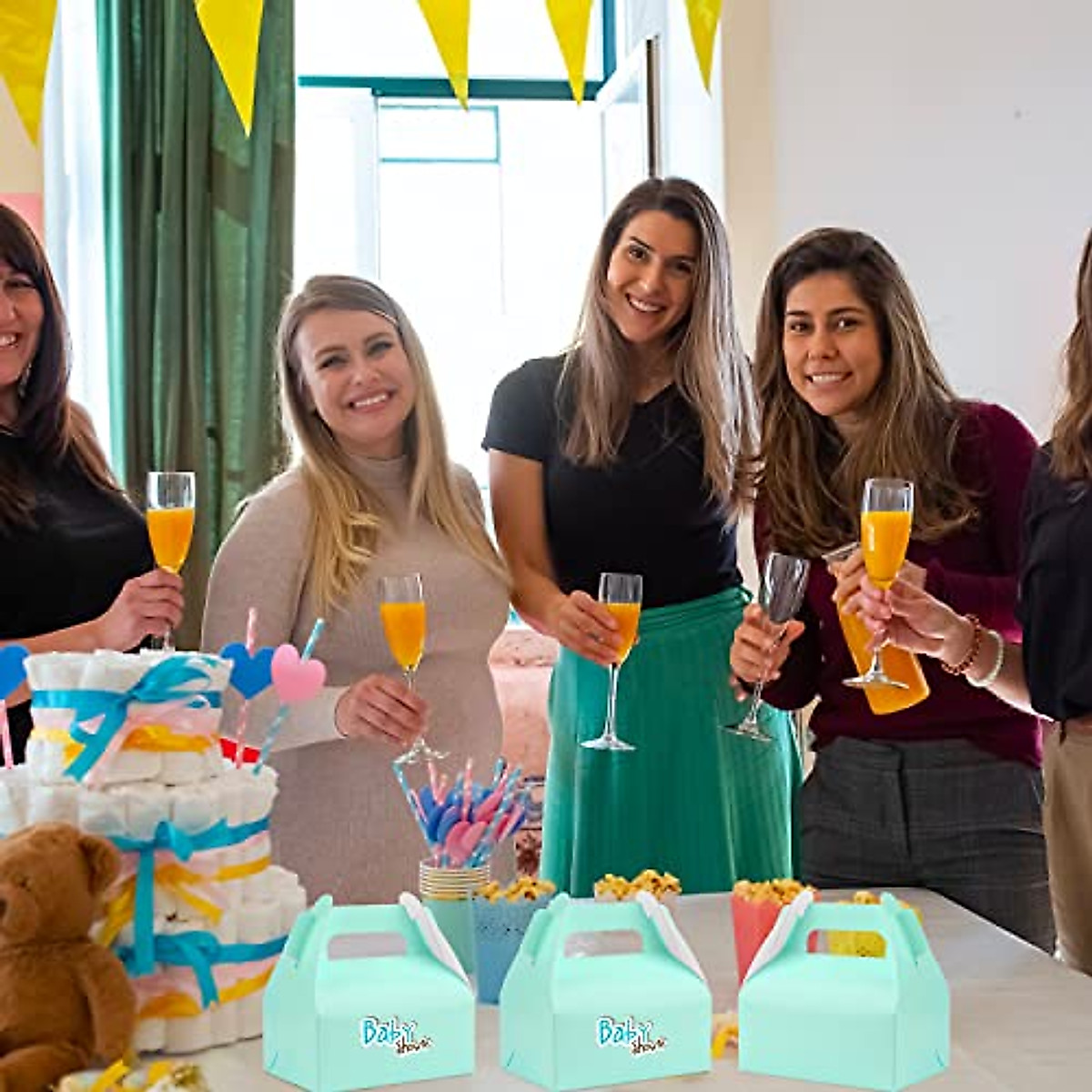 30 Pcs Gable Treat Boxes, Small Goodie Boxes Red Party Favor Boxes Cardboard Kraft Paper Gift Box Dessert Candy Cookie Boxes for Birthday Baby Shower Mothers Day Party Favors, 4.5 x 3.1 x 5.1" (Blue)