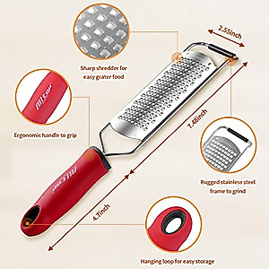 ALLTOP Lemon Zester Grater,Stainless Steel Wide Blade with Handle&Protective Cover for Cheese Citrus Ginger Garlic Nutmeg Chocolate Vegetables Fruits,Pro Kitchen Tool - Medium Fine Shred