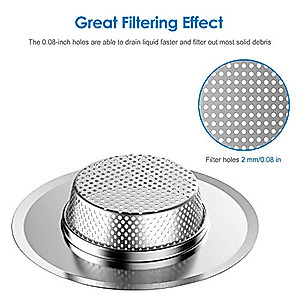 [2 Pack] Kitchen Sink Strainer, Basket Catcher 4.5 inch Diameter, Wide Rim Perfect for Most Sink Drains, Anti-Clogging Micro Perforation Holes, Rust Free, Dishwasher Safe (2 Pack 4.5" Round Hole)
