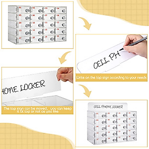 Threan Cell Phone Locker Box Clear Cell Phone Storage Acrylic Cell Phone Lock Box with Door Locks and Keys Wall Mounted Cell Phones Storage Cabinet for Office School Classroom Factory (20 Slots)