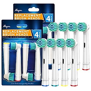 Replacement Brush Heads Compatible with Oral B- Sensitive Gum Care Electric Toothbrush Heads - Pk of 8 Alayna Sensitive Brushes- Fits Oral-b Braun 7000, Pro 1000, 9600, 500, 3000, 8000 Clean