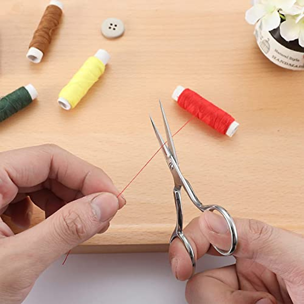 JARVISTAR 8” All Purpose Fabric Tailor Scissors Heavy Duty, Sharp Bent Dressmaker Shears and 4" Precision Small Pointed Embroidery Scissors for Crafts, Thread Needlework, Sewing &Yarn, Stainless Steel