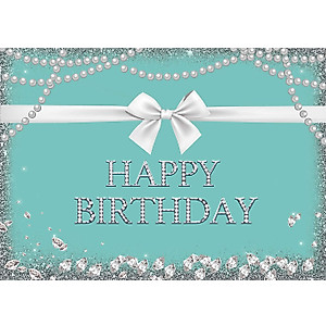 Tiffany Breakfast Blue Bow-Knot Backdrop Turquoise Diamonds Sweet 16 Birthday Party Background Baby Shower Bridal Shower Wedding Party Cake Table Decorations 7x5FT