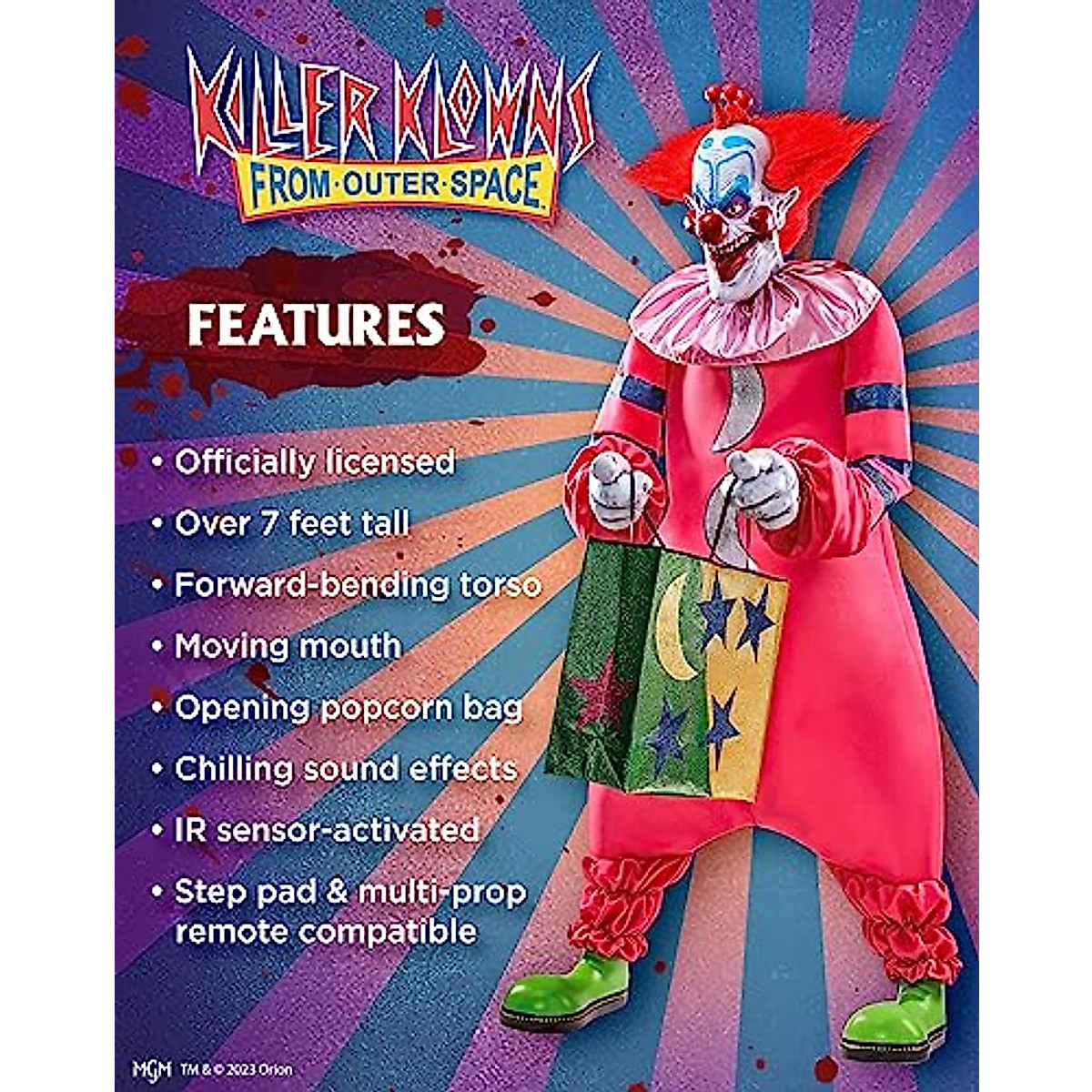 Spirit Halloween Killer Klowns from Outer Space 7.2 Ft Slim Animatronic | Officially Licensed | Decorations | Animated
