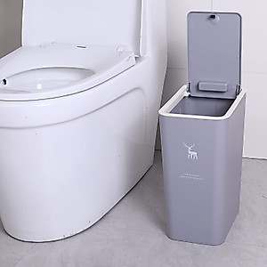 Sooyee 14 litres Bathroom Trash Can with Lid,3.7 Gallon Kitchen Garbage can for Powder Room,Bedroom,Kitchen,Bathroom,Craft Room,Office,Black