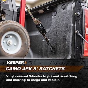 HAMPTON PROD Keeper 03508-V Camo 4PK 8' Ratchets, 400 lbs Working Load Limit
