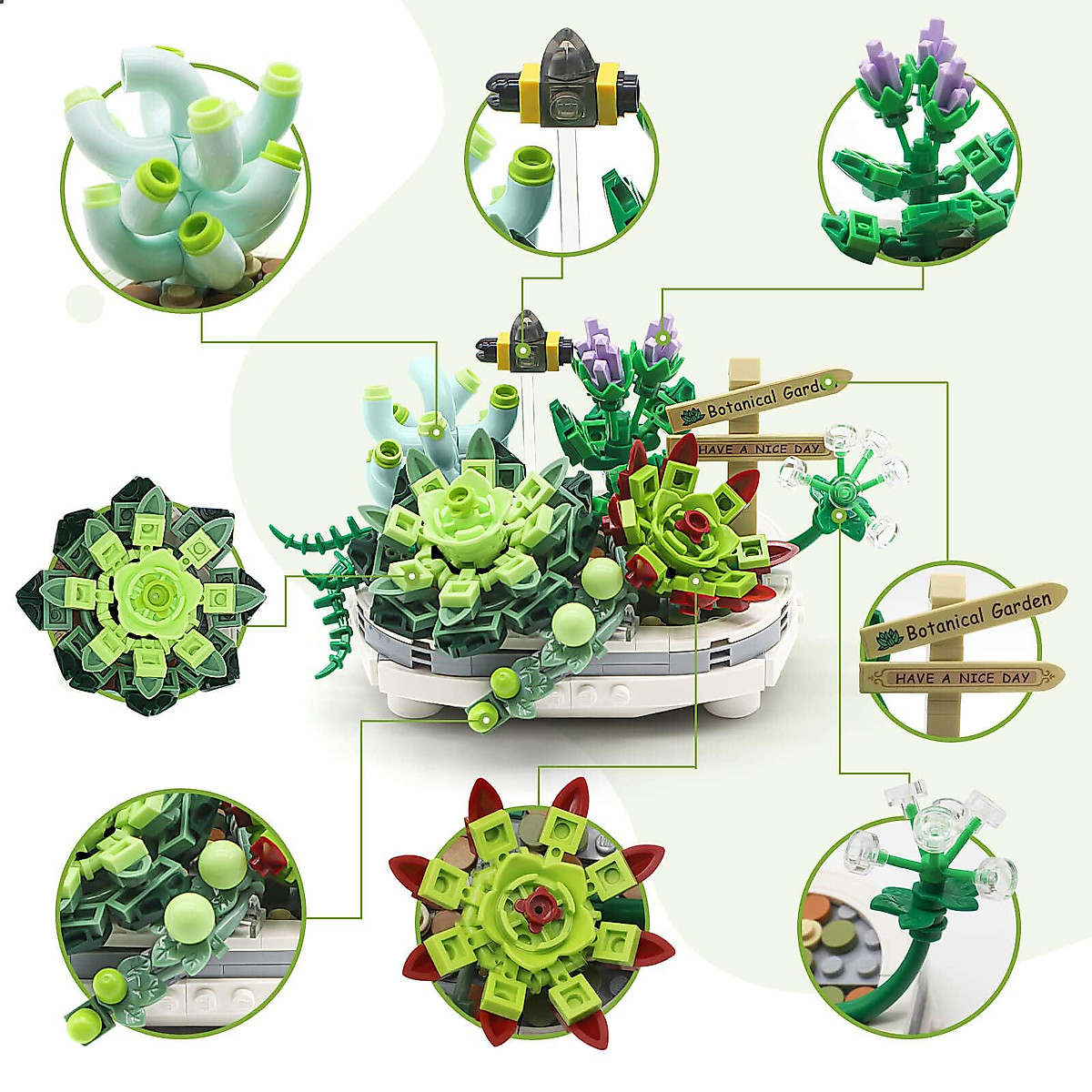 HIGH GODO Succulent Bonsai Plant Sets, Mini Bricks Flower Botanical Building Kit Creative for Kids Adults 8+, Room Or Home Decor (389 Pieces) - No Compatible Classic Bricks