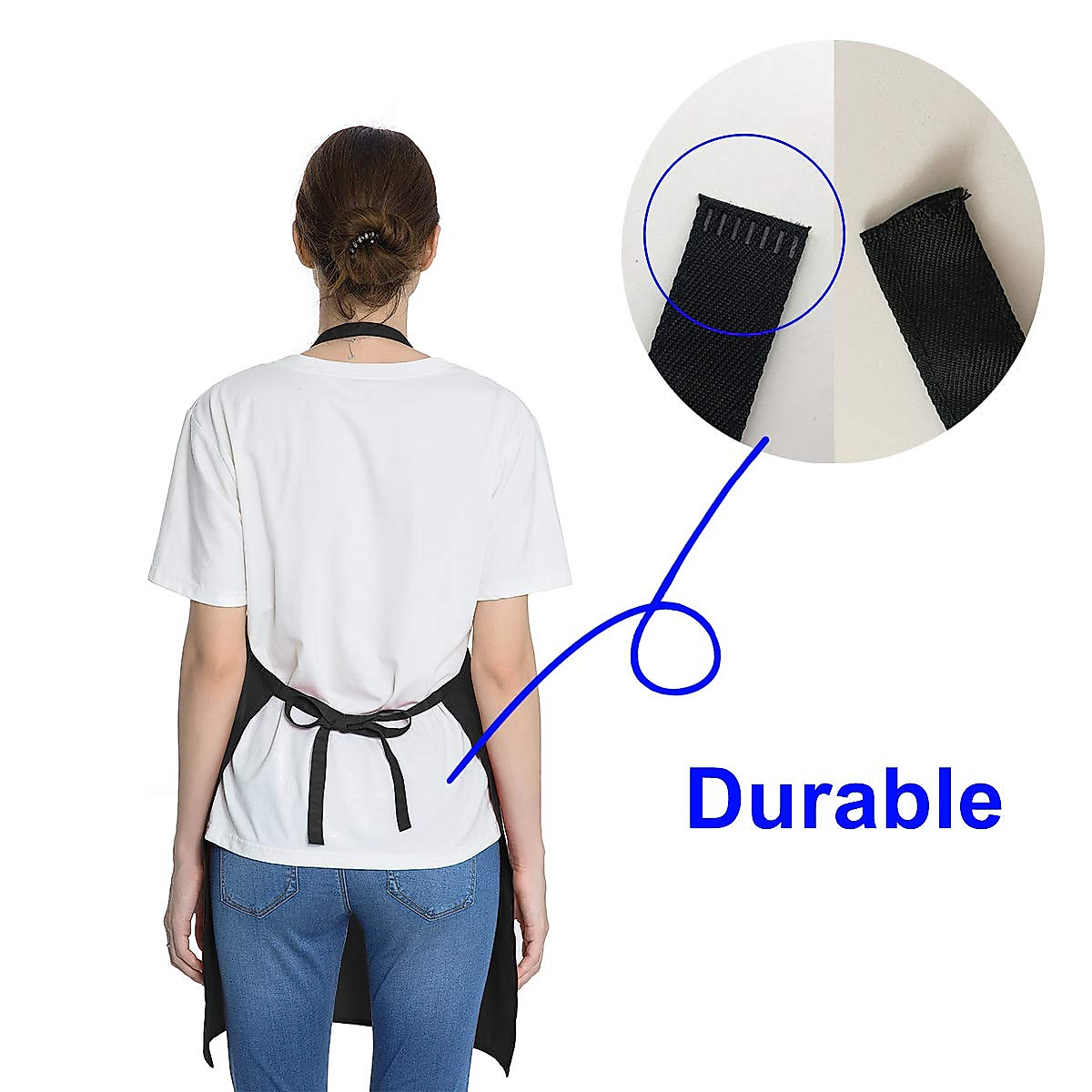 Hi loyaya Bib Black Apron for Women Men Adult Chef, 12 Pack Kitchen Aprons Bulk with Pockets for Cooking Baking Painting (12, Black)