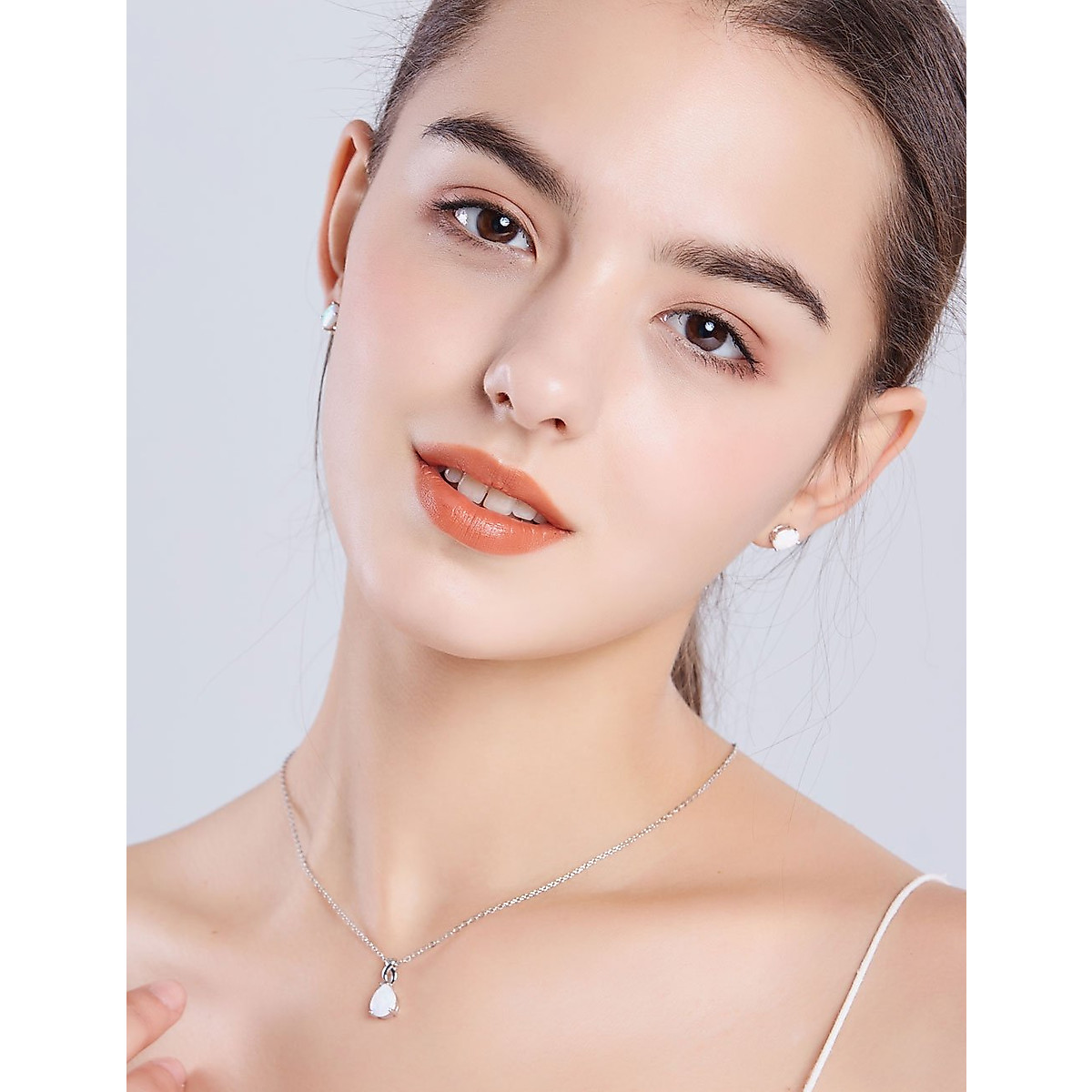 Michooyel 925 Sterling Silver Opal Pendant Necklace Teardrop Birthstone Infinity Necklace for Women 18"