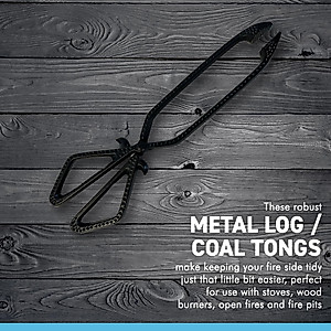 Metal Log Coal Tongs | Fireside | Fireplace | Chimenea | Firepit | Pizza Oven | Indoor Fire | Outdoor Fire | Coal Poker | Coal Tong | Log Burner | Log Tongues |Fireplace Tongs