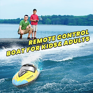 DEERC Brushless RC Boat, 30+ mph Fast Remote Control Boats with Never Capsize&Low Battery Alarm Function, 2.4GHz Racing Boat with LED Lights for Pools&Lakes, Speed Boat Toy for Adults Boys&Girls