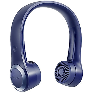 Gaiatop Portable Neck Fan, 4000mAh Rechargeable Hands Free Bladeless Mini Fans, 3 Speeds Air Outlet Can Rotate 70°, Free Adjustment Personal Wearable Cooling Fan Suitable for Travel Office Blue