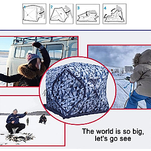 Ice Fishing shelter Ice Fishing Shelter Pop-Up Portable Insulated Ice Fishing Tent Ice Fishing House with Double Door Design Waterproof Oxford Fabric Ideal for Weekend Camping and Fishing