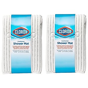 Clorox by Duck Brand Cushioned Foam Shower Mat, Non Slip Bathtub Mat with Suction Cups, Fits Square Shower Stalls, 21' x 21", White, 2 Pack