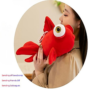 XIZHI Goldfish Plush Doll Soft Fish Stuffed Animal Plush Toy for Girls Boys (13.8"/Red)