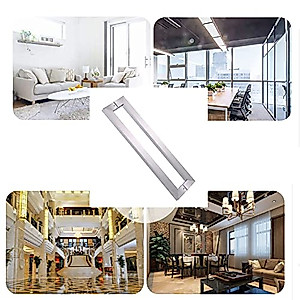 SUCHETA 304 Stainless Steel Back to Back Door Handle,Rectangle Square Bar Flat Shape Modern Entrance Modern Door Handle Pull Shower Glass Sliding Barn Door Interior Exterior Modern Door Handle (Size