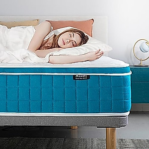 Askme Twin XL Mattress 12 Inch Innerspring Mattress Bed in a Box,Medium Firm Cooling Gel Memory Foam Mattress Individually Wrapped Pocket Coils with One Free Memory Foam Bed Pillow CertiPUR-US