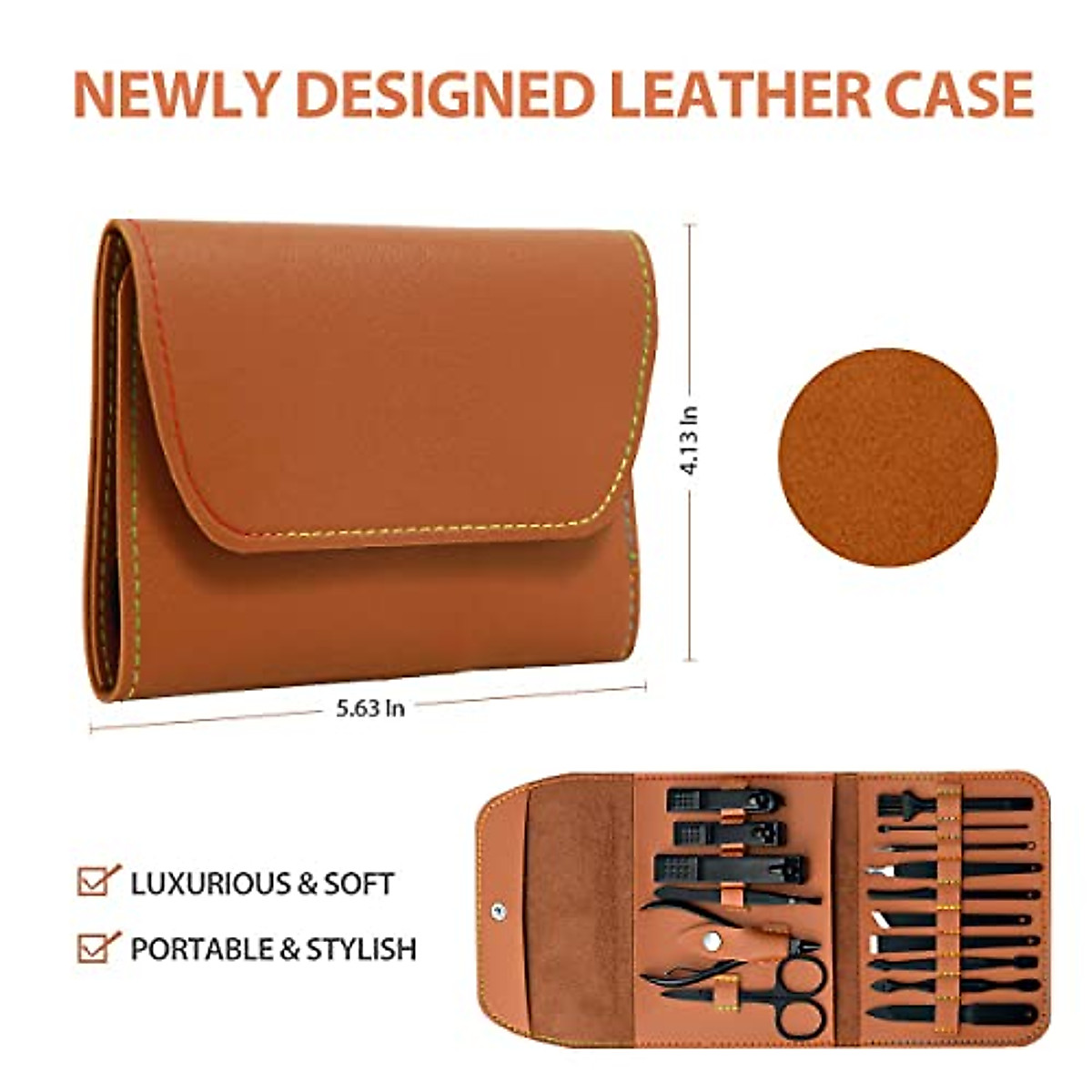 Manicure Set Professional Nail Clipper Kit, 16Pcs Stainless Steel Manicure Kit Gifts for Men Women, Manicure and Pedicure Set, Hand Foot Nail Care Tools Nail Grooming Kit with Portable Travel Case