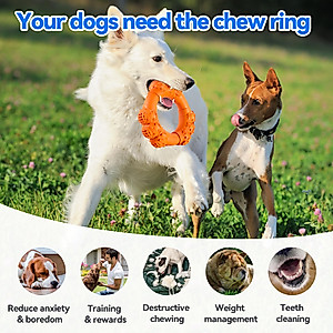 Indestructible Dog Chew Ring Toys for Aggressive Chewers, Super Chewer Dog Toys for Medium Large Dogs, Puppy Teething Rings for Relax,Interactive Dog Ring Toys for Boredom,Heavy Duty Dog Teething Toys