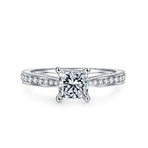 HAFEEZ CENTER True D Color 1 Carat Princess Cut Moissanite Engagement Rings for Women, D Color VVS1 Clarity Moissanite Ring (Moissanite, 7.5)