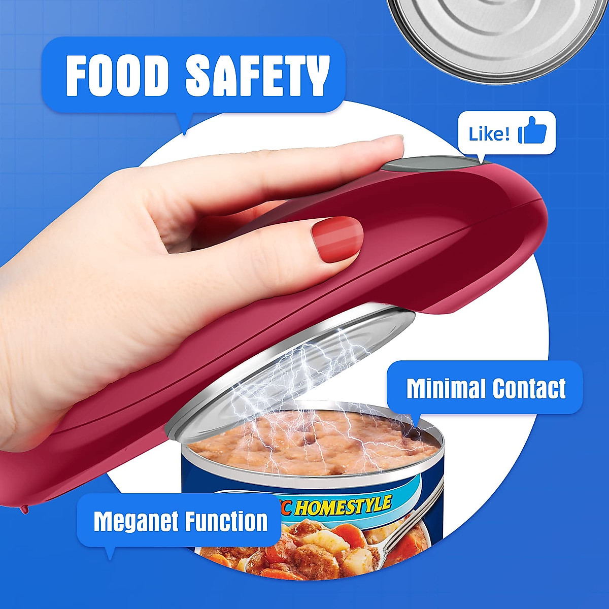 One-Touch Electric Can Opener Automatic Hand Free Can Opener for Arthritis and Seniors, Safety Can Opener Smooth Edge, Restaurant Can Opener Best Kitchen Gadget for Home Use