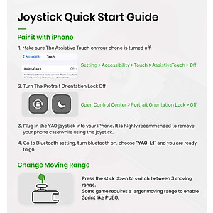 IFYOO YAO L1 Pro Mobile Game Controller Joystick for iPhone (iOS 13.4 or Later), Gaming Gamepad for PUBGG Mobile, Call of Duty Mobile(CODM), Wild Rift, Genshin Impact, with 2 pcs Finger Sleeve - White