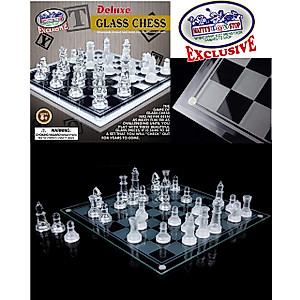 Matty's Toy Stop Deluxe Clear & Frosted Glass Chess Set (10") Small