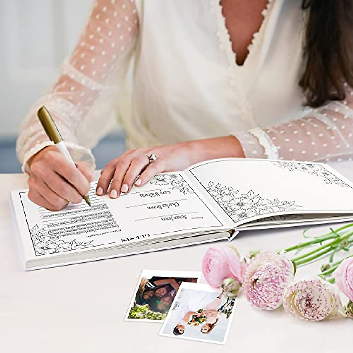 LotFancy Wedding Guest Book, 10x8’’ Sign in Book, 128 Pages Thick Paper with Gold Foil Hardcover, Personalized Keepsake for Reception, Baby Shower, Anniversary, Birthday