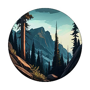 Mountain Wilderness Outdoor Pine Tree Hiking Earthy Forest PopSockets Standard PopGrip