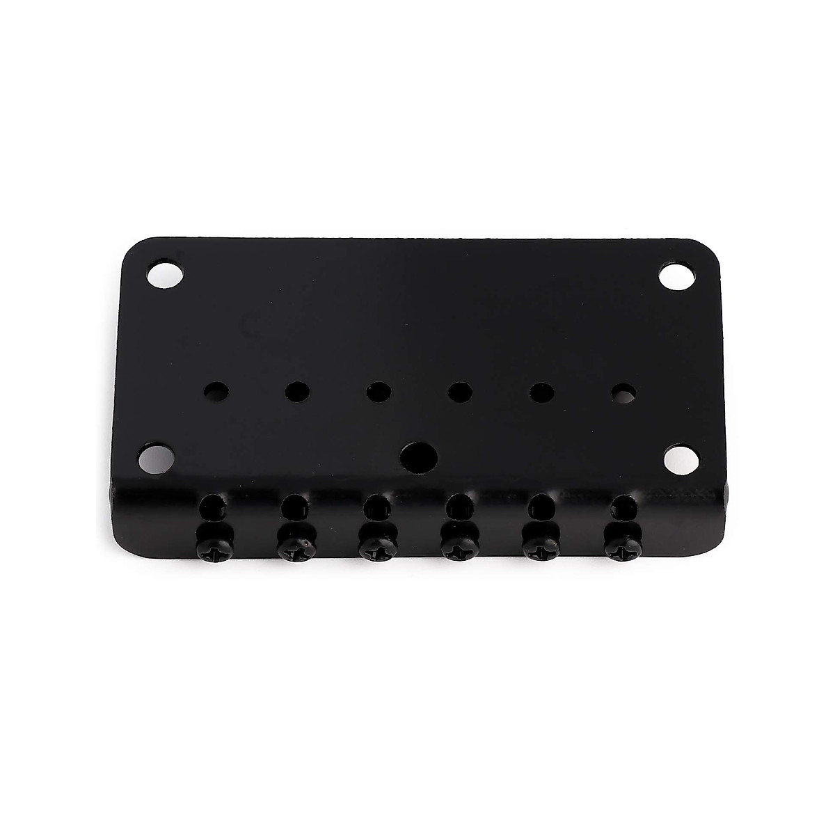 Metallor Top Load Guitar Bridge Tailpiece Fixed Hardtail Saddle Bridge Compatible with 6 String Fender Strat Tele Style Electric Guitar Parts Black.