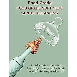 Bottle Spark Bottle Cleaner, Electric Silicone Bottle Brush Set, Bottle Cleaning Brush for Bottles, Baby Bottles, Sports Bottle, Vase, Glassware, Smaller Diameter Bottle Openings (Green)