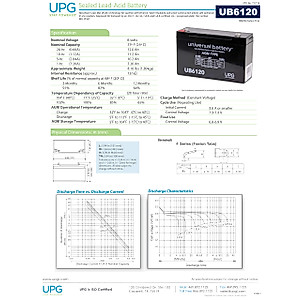 Universal Power Group 6V 12Ah UB6120 F1 Battery