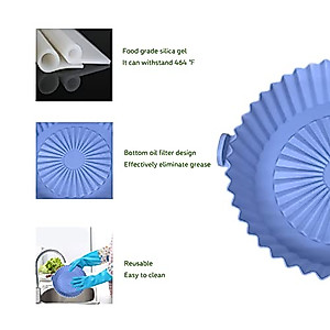 10 Inch Air Fryer Silicone Liners, Round XLarge Silicone Air Fryer Basket, Reusable Air Fryer Silicone Baking Tray for Air Fryer 7 Quart or Bigger, Non-stick (Sky Blue)