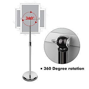 YIYO Adjustable Pedestal Poster Sign Stand,8.5 x 11 Advertising Business Menu Sign Holder for Floor Standing with Aluminum Snap-Open Reusable Frame,Black (8.5 x 11)