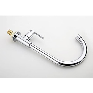 WJEF High Arc Rotary Brass Faucet Cold Water Tap Single Lever One Hole Sink Faucets for Kitchen, Bar, Patio and Outdoor, Chrome, Silver