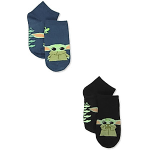 Disney Star Wars The Mandalorian Baby Yoda Toddler Kids 6 Pack Gripper Socks (Small, Grey)