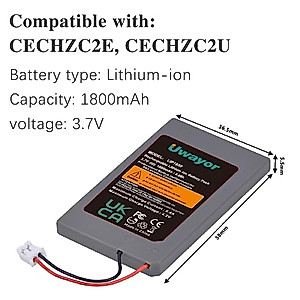 Uwayor 2 Pack PS3 Battery for Sony Playstation 3 PS3 Dualshock 3 Controller CECHZC2E CECHZC2U, 1800mAh LIP1859 Replacement Battery with Installation Tools