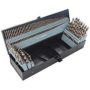 Accusize Industrial Tools M35-H.S.S. Plus 5% Cobalt 115 Pc Professional Drill Bit Set, 135 Deg Split Point, 3-in-1, 1/16-1/2'', Number 1 to 60, A to Z