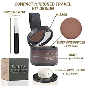 VOLLUCK Root Touch Up Hair Powder Root Cover Up Hairline Shadow Powder Stick, Root Touch Up for Thinning Hair for Women and Men, Bald Spots, Eyebrows, Beard Line, Auburn