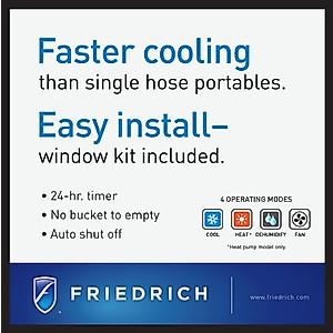 Friedrich ZoneAire PH14B Portable 4-In-One Air Conditioner/Heater/Dehumidifier/Fan with Reverse Cycle Heat Pump | 13,500 BTU, 115 Volt
