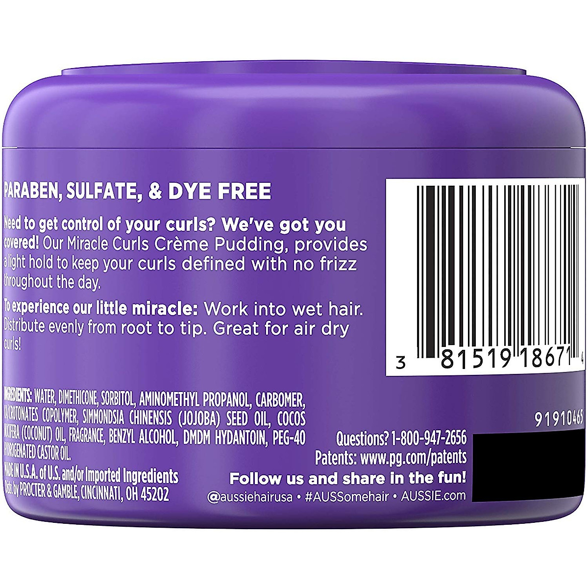 P&G-Aussie Creme Pudding Miracle Curls Ounce Jar, 7.6 Fl Oz